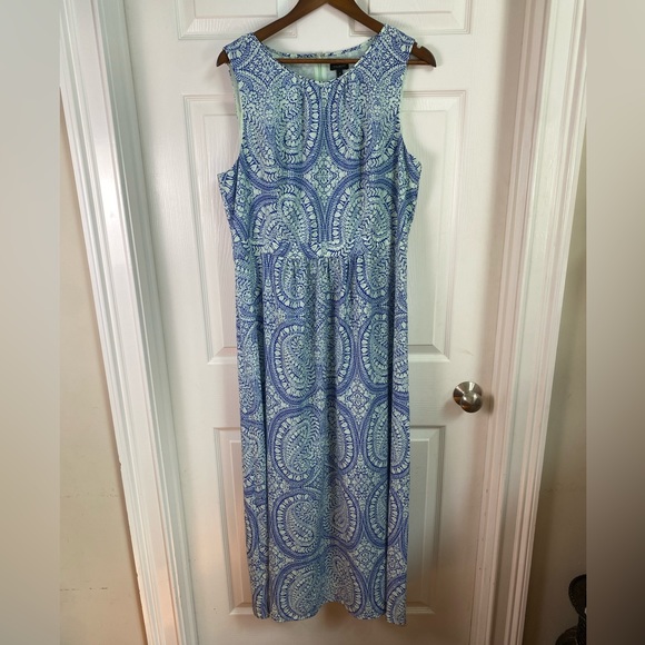 Talbots | Dresses | Talbots Cobalt Blue Sea Foam Green Paisley Print ...